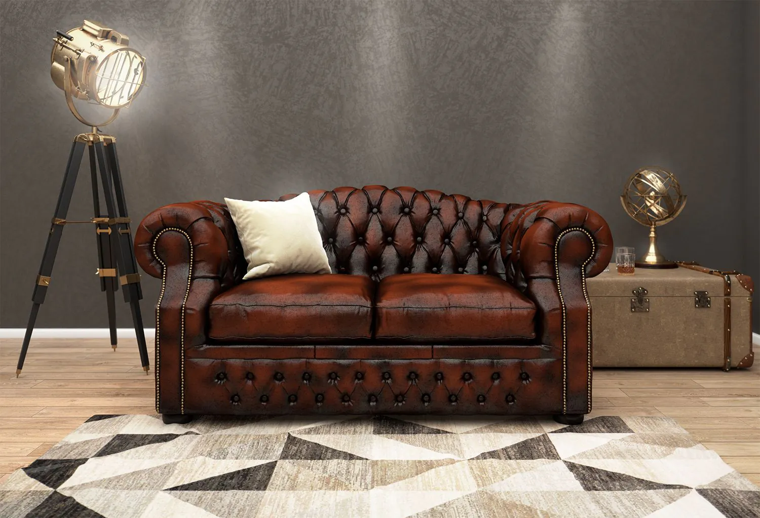 Chesterfield Sofa Yates Leder gelb | VON WILMOWSKY