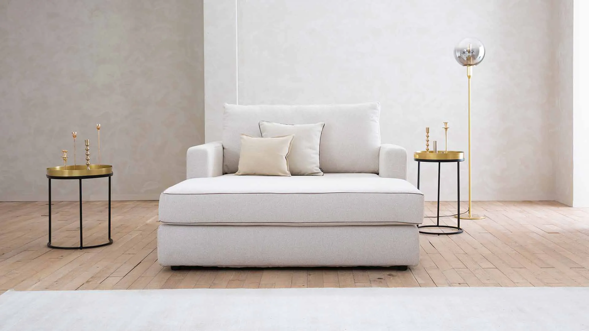 Longchair Amelia Collezioni Stoff weiß | VON WILMOWSKY