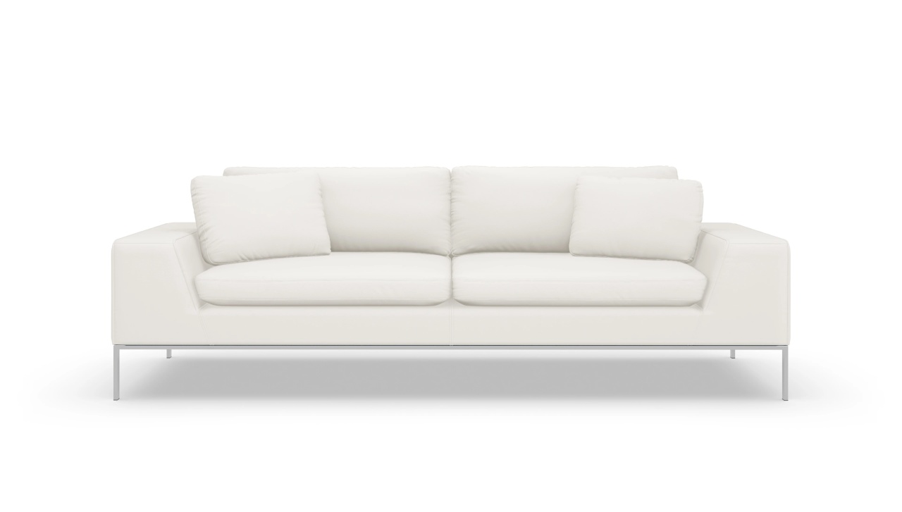 Designer Ledersofa Helgesen Leder weiß | VON WILMOWSKY