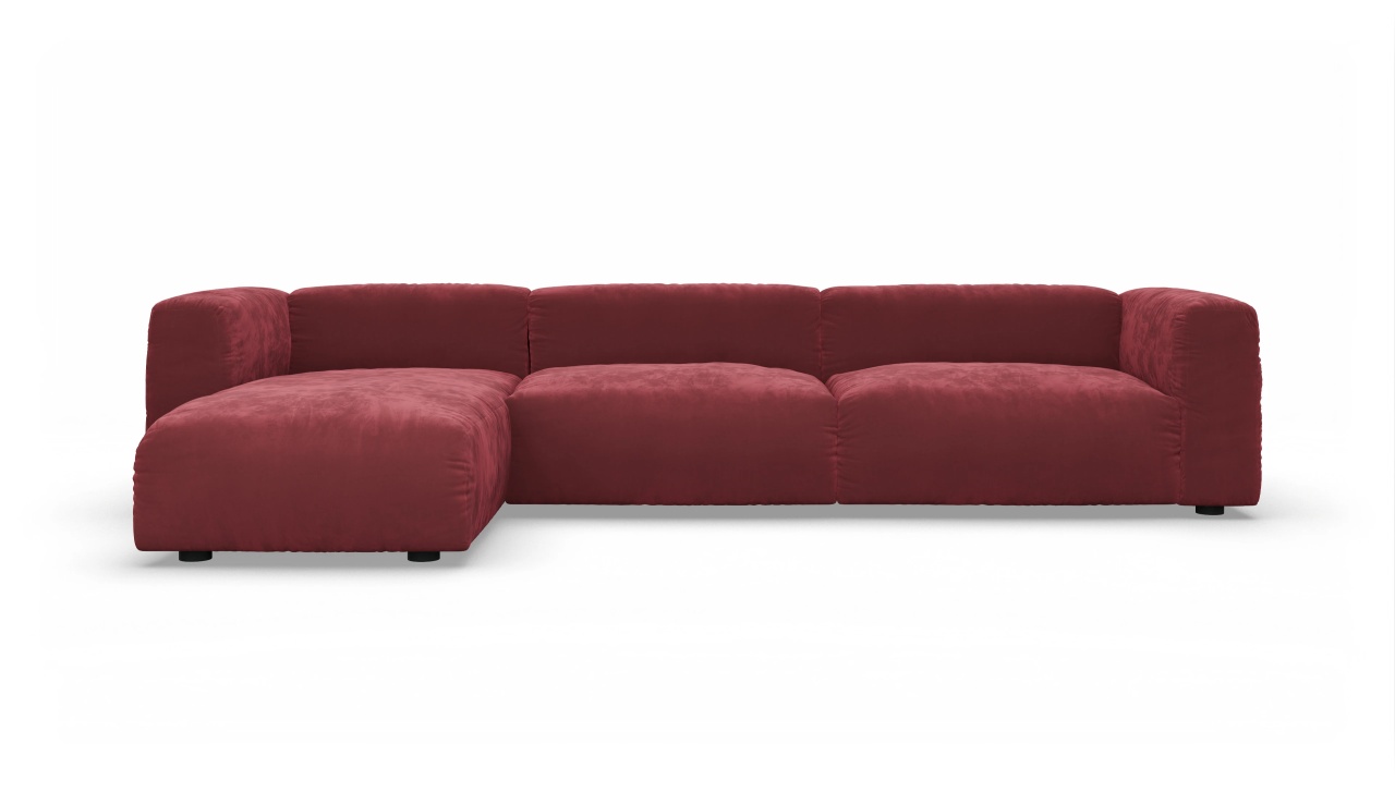 Design Stoffsofa Molin Samt rot | VON WILMOWSKY