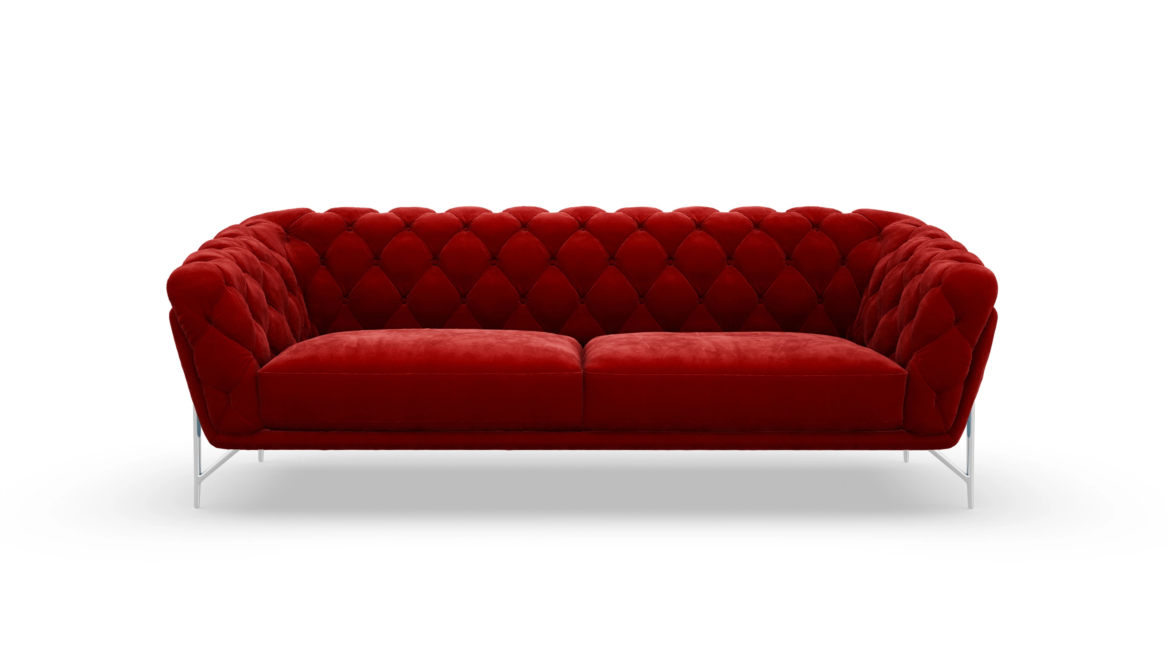 Modern Chesterfield Samtsofa Alba Samt rot | VON WILMOWSKY